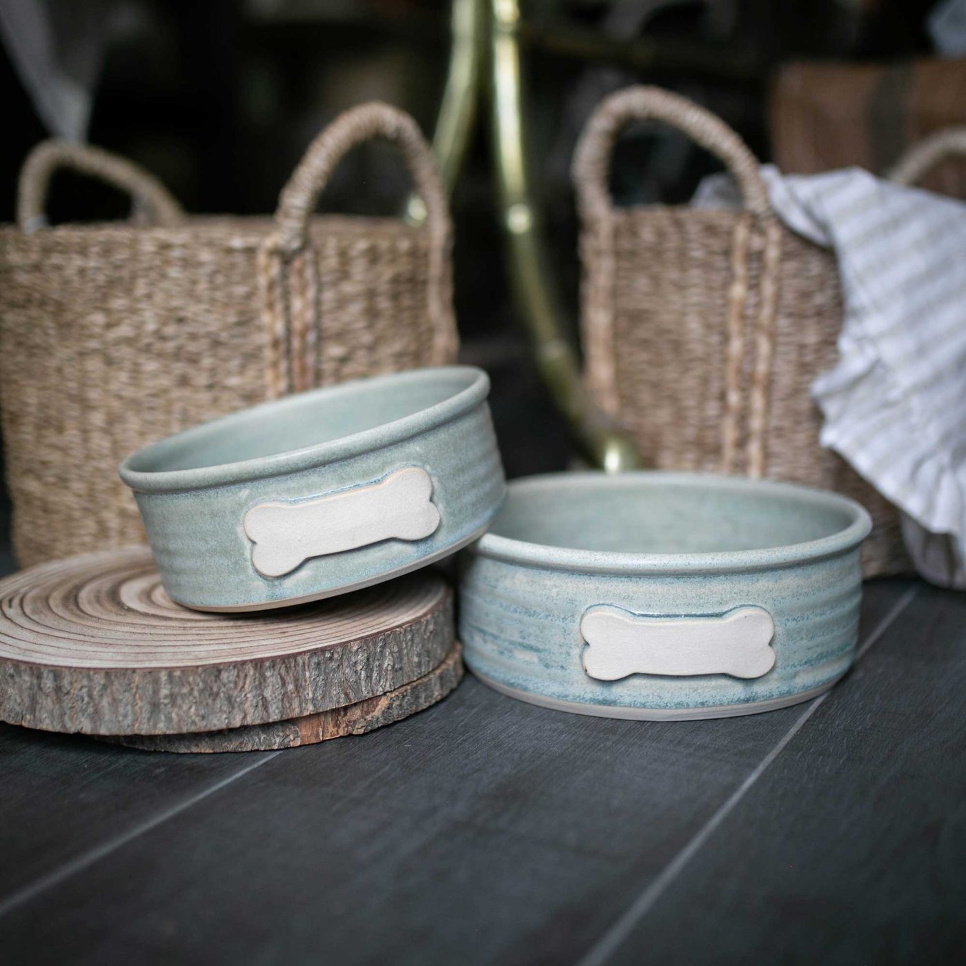 TBStoneware Matt Dog Bowl Set of 2 in Wash - Bayley & Sage